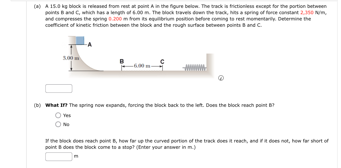 Solved (a) ﻿A 15.0 ﻿kg block is released from rest at point | Chegg.com