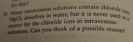 Solved b) ﻿Many intravenous solutions contain chloride ions, | Chegg.com