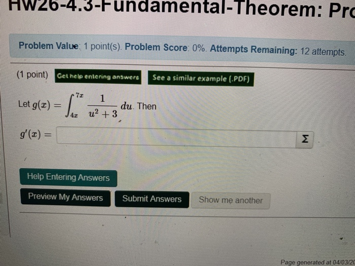 Solved Hw26-4.3-Fundamental-Theorem: Problem 1 Problem Value | Chegg.com