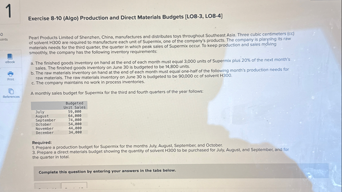 Solved 1Exercise 8-10 (Algo) ﻿Production and Direct | Chegg.com