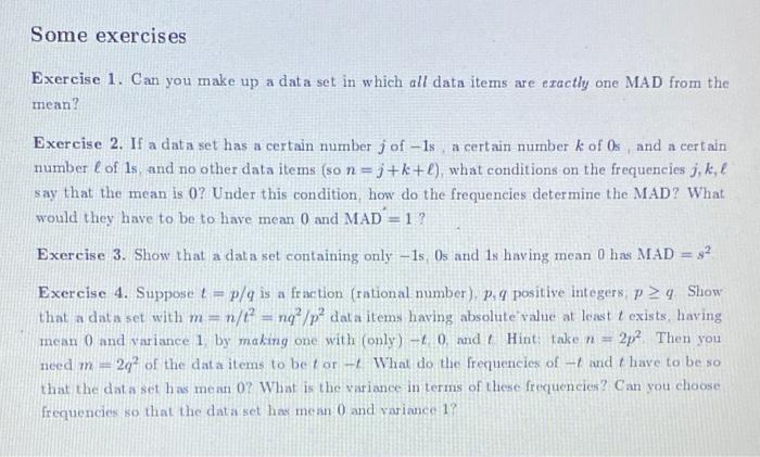 Solved Some exercises Exercise 1. Can you make up a data set | Chegg.com