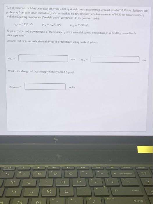Solved Two skydivers are holding on to cach other while | Chegg.com