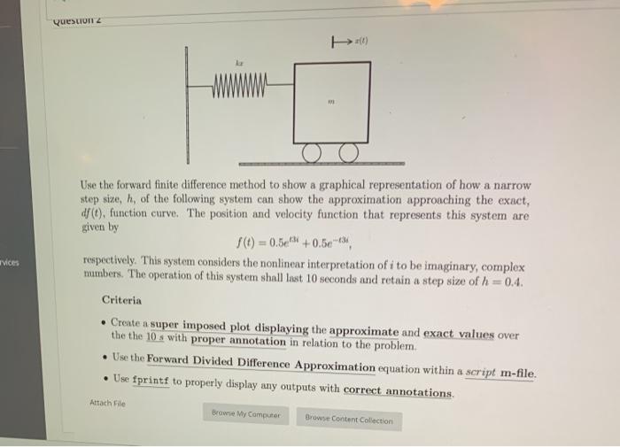 Question Use the forward finite difference method to | Chegg.com