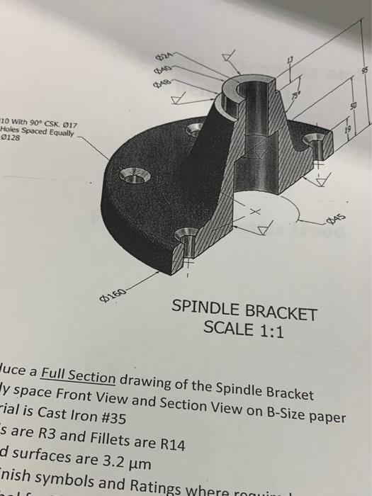 Solved 1. Produce a Full Section drawing of the Spindle | Chegg.com