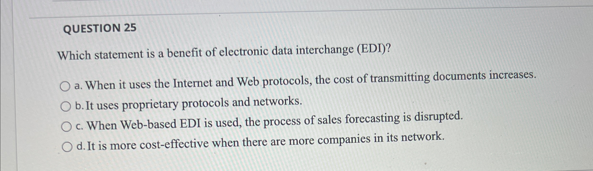 Solved QUESTION 25Which statement is a benefit of electronic | Chegg.com