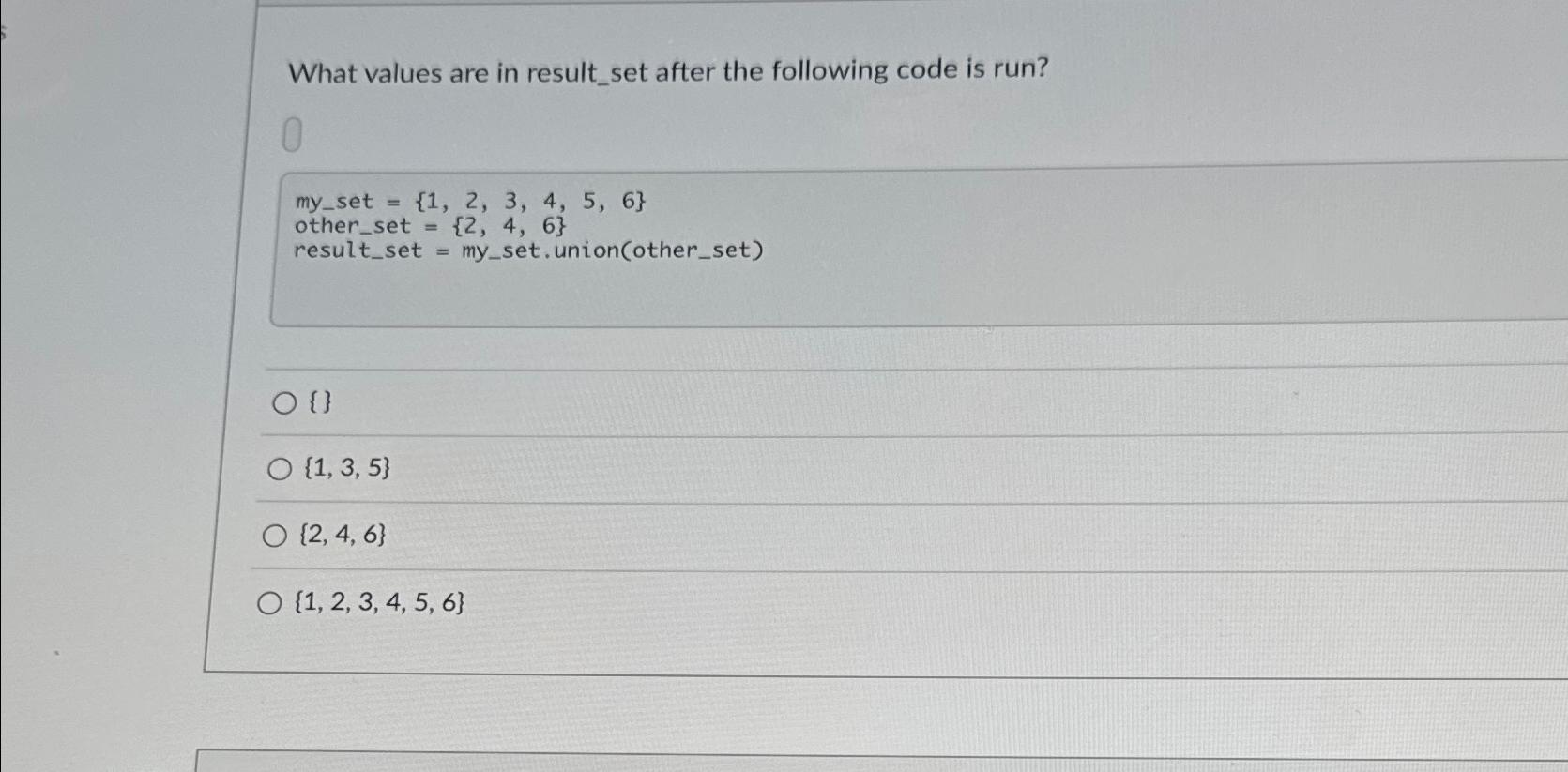 Solved What values are in result_set after the following | Chegg.com