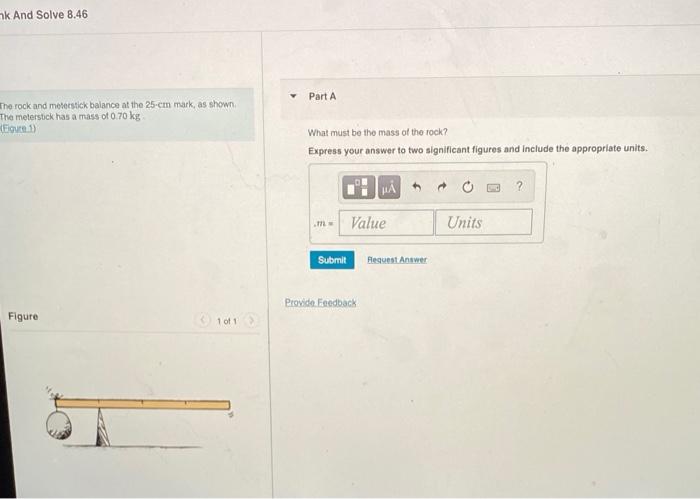 Solved The rock and meterstick balance at the 25-cm ﻿mark, | Chegg.com