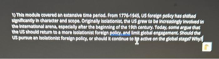 1) This module covered an extensive time period. From | Chegg.com