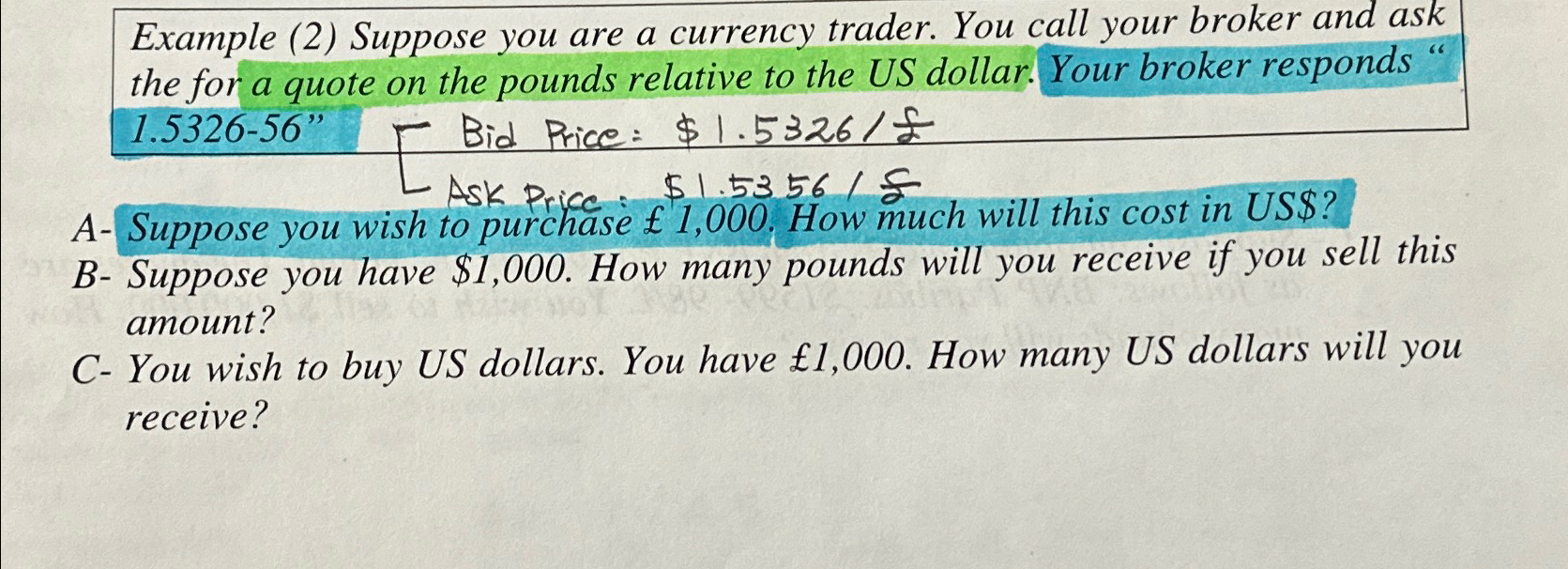 Example (2) ﻿Suppose you are a currency trader. You | Chegg.com