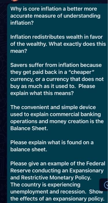 Solved Why is core inflation a better more accurate measure | Chegg.com