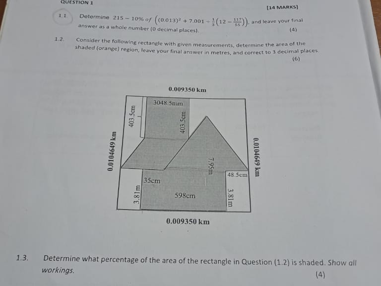 Solved QUESTION 1[14 ﻿MARKS]11 ﻿Determine 215-10% ﻿of | Chegg.com