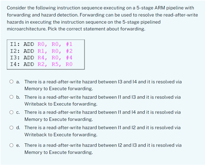 Solved Consider the following instruction sequence executing | Chegg.com