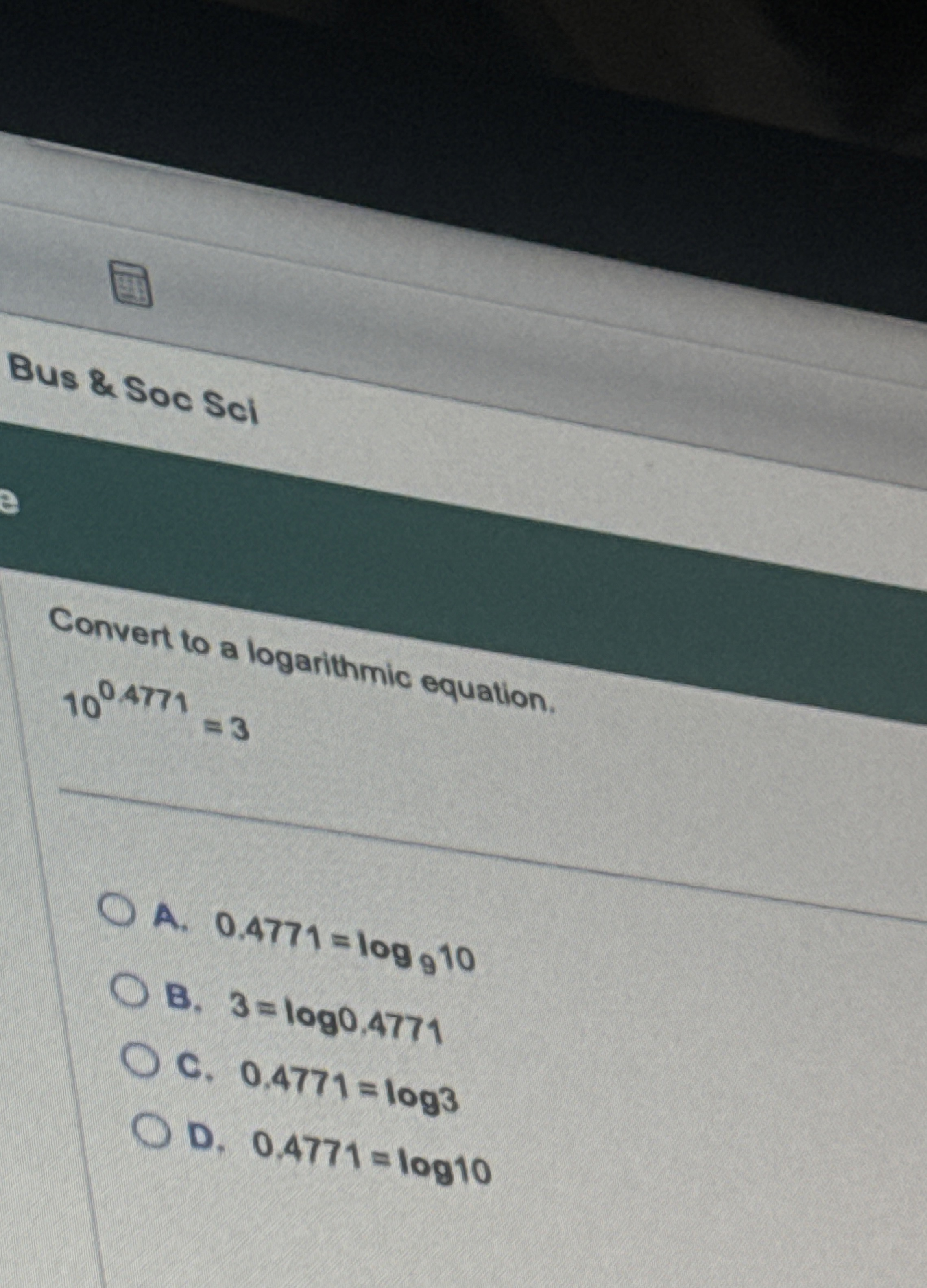 Solved Convert to a logarithmic | Chegg.com