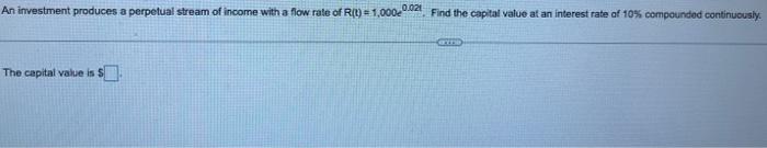 Solved An investment produces a perpetual stream of income | Chegg.com