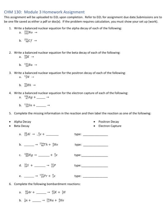Solved CHM 130: Module 3 Homework Assignment This assignment | Chegg.com