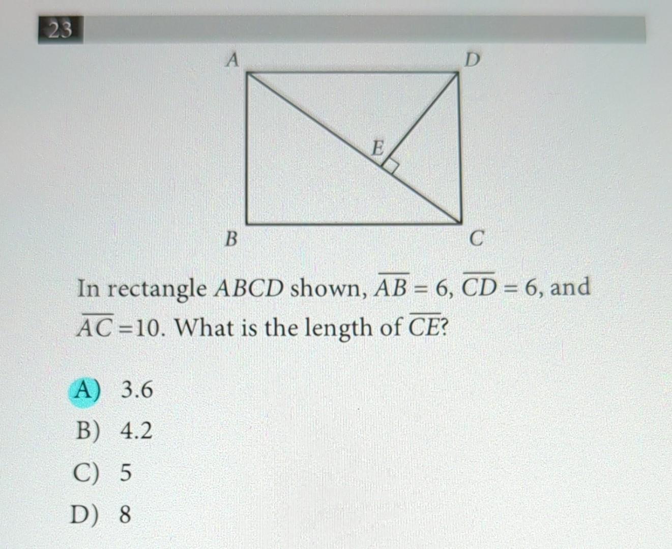 Solved In rectangle \\( A B C D \\) shown, \\( \\overline{A | Chegg.com