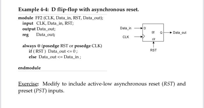 Solved D Example 4-4: D flip-flop with asynchronous reset. | Chegg.com