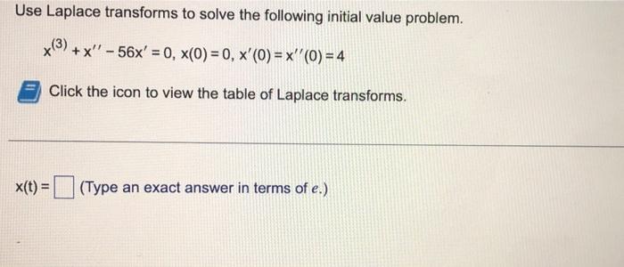 Solved Use Laplace transforms to solve the following initial | Chegg.com