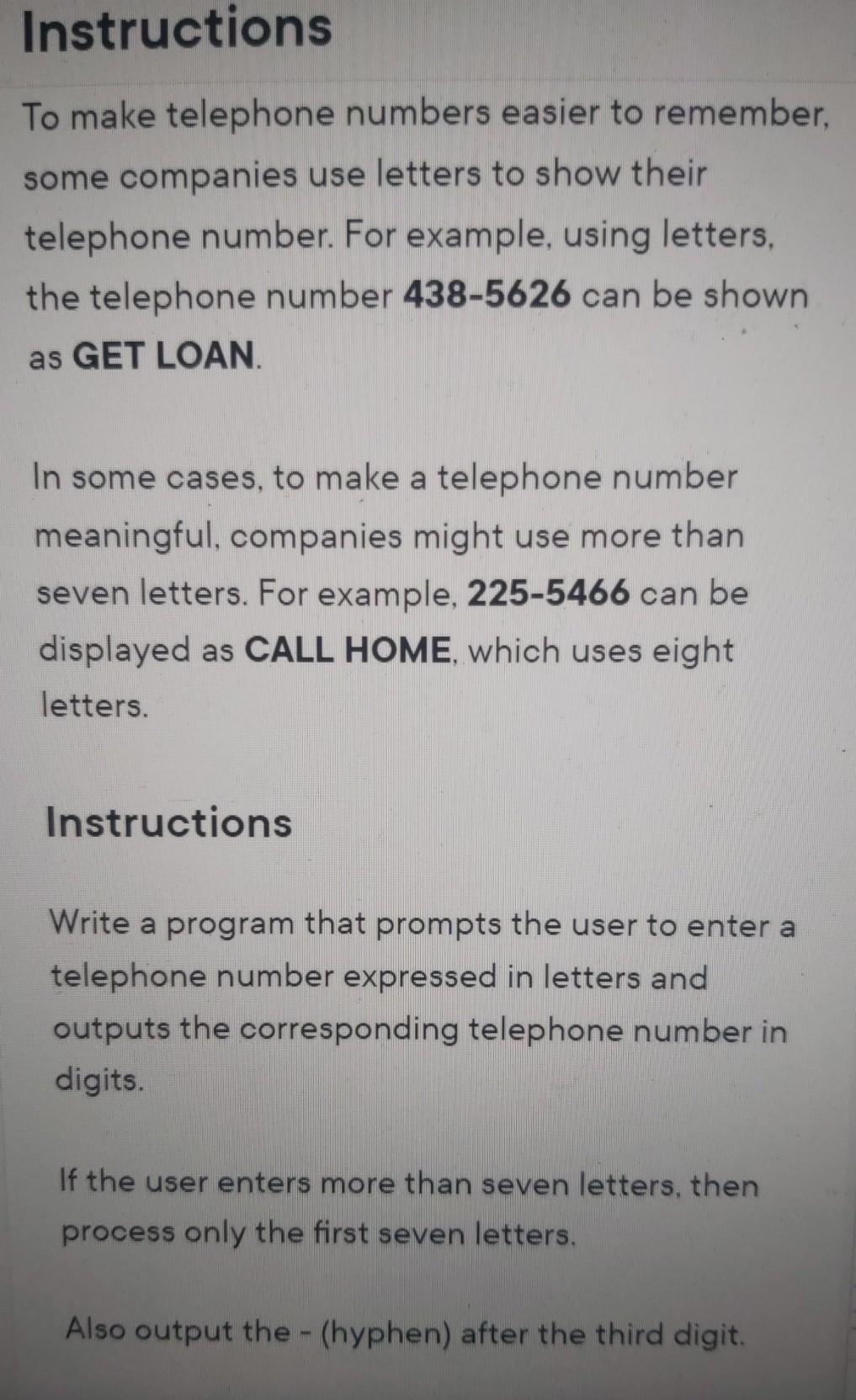 Solved Instructions To make telephone numbers easier to | Chegg.com
