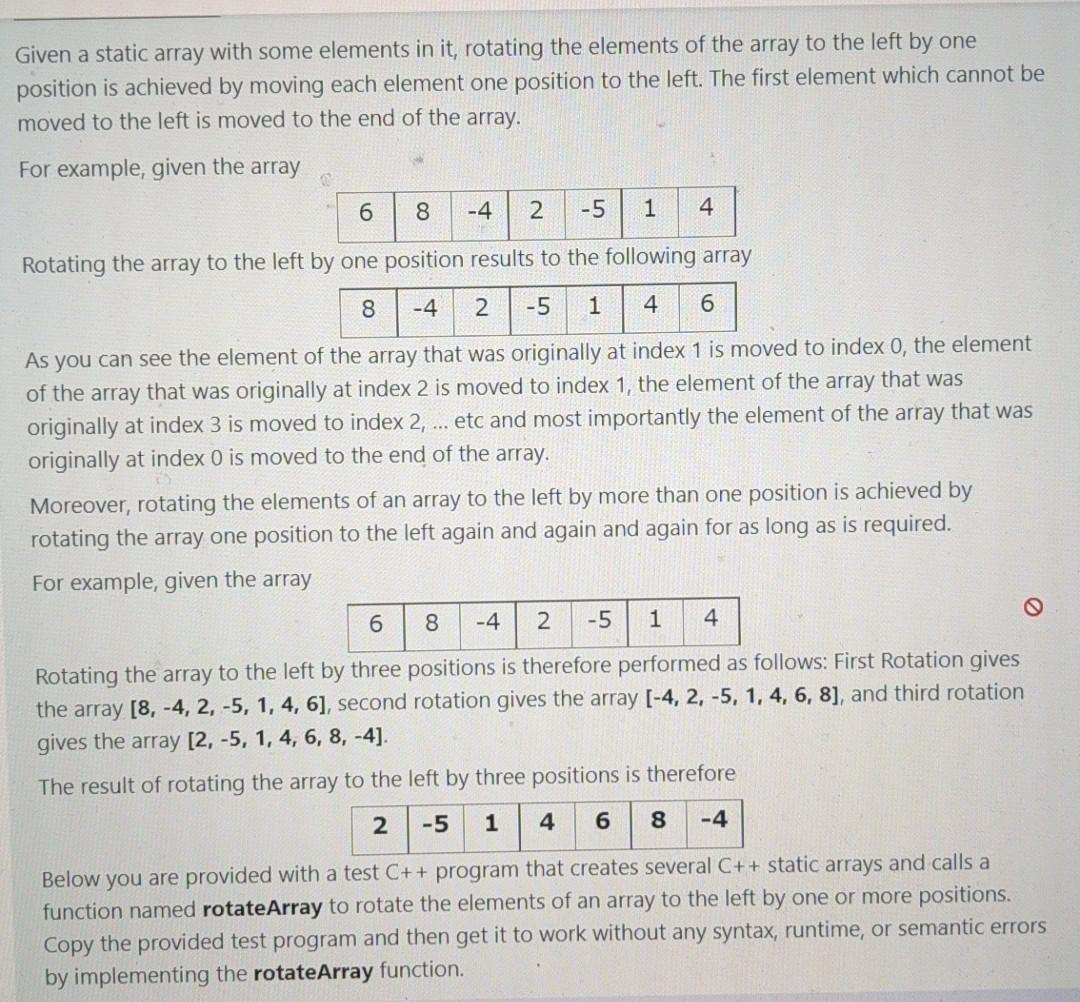 Solved Given a static array with some elements in it, | Chegg.com