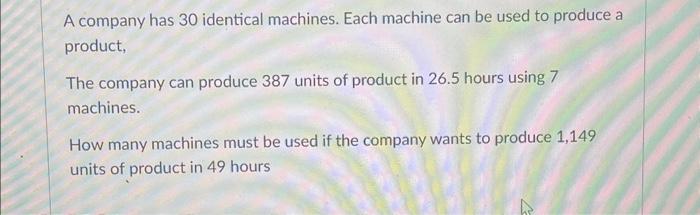 Solved A company has 30 identical machines. Each machine can | Chegg.com