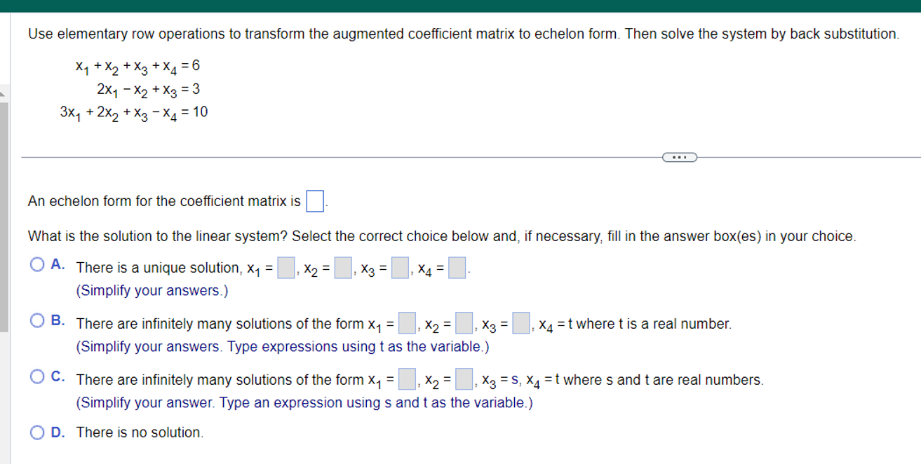 Solved Use elementary row operations to transform the | Chegg.com