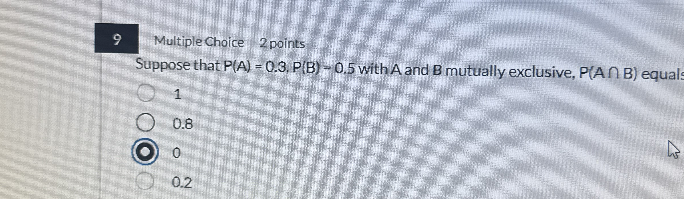 Solved 9 ﻿Multiple Choice 2 ﻿pointsSuppose that | Chegg.com
