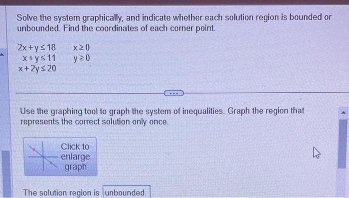 Solved Solve the system graphically, and indicate whether | Chegg.com