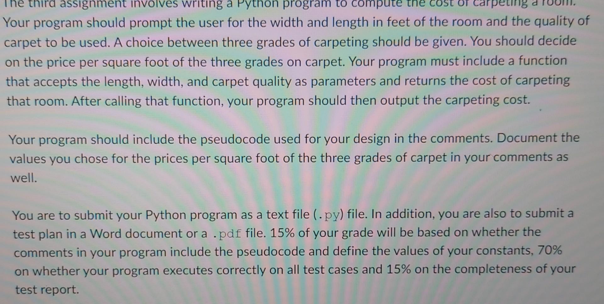 Solved The third assignment involves writing a Python | Chegg.com