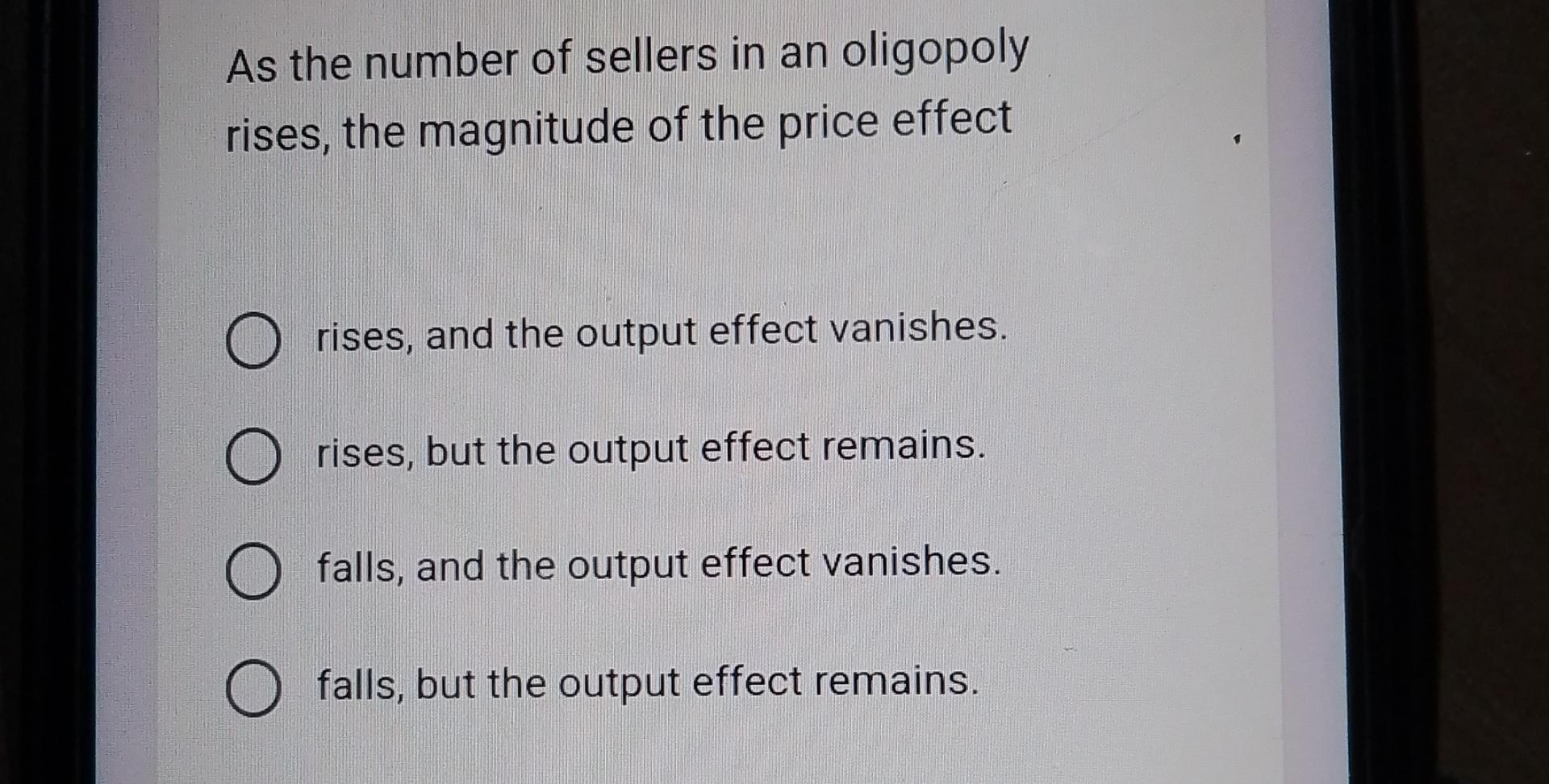 Solved As the number of sellers in an oligopoly rises, the | Chegg.com