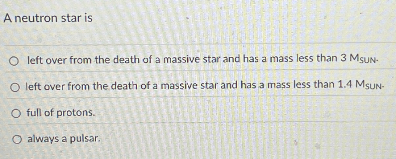 Solved A neutron star isleft over from the death of a | Chegg.com