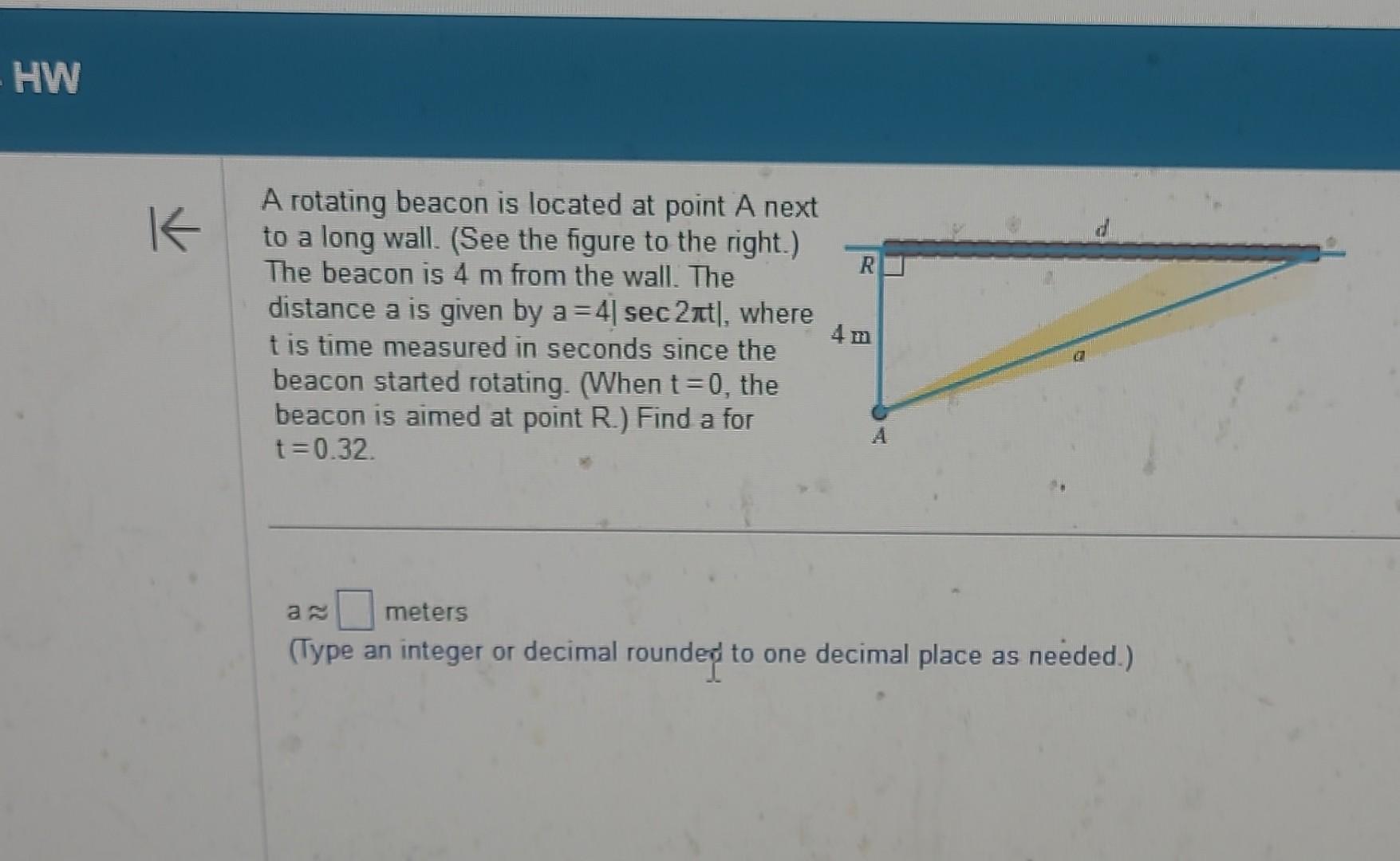 Solved A rotating beacon is located at point A next to a | Chegg.com