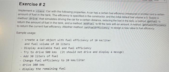 Solved Implement a class Car with the following properties. | Chegg.com