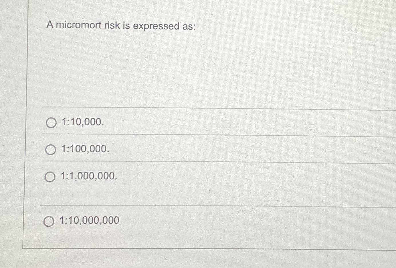 Solved A micromort risk is expressed | Chegg.com