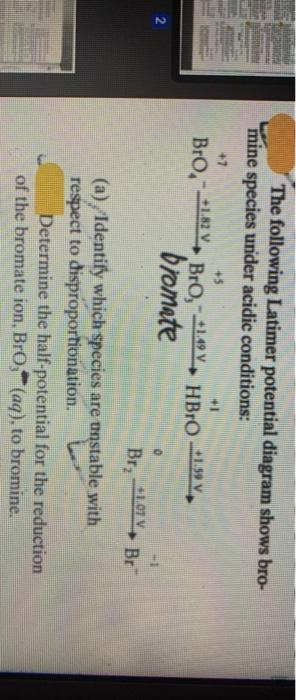 Solved The following Latimer potential diagram shows bro- | Chegg.com