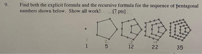 Solved Sequences- Pentagonal numbers. I got an answer | Chegg.com