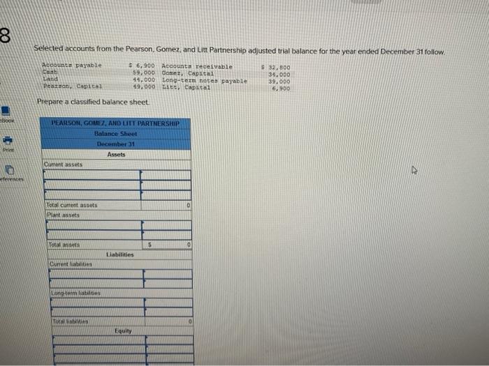 Solved 8 Selected accounts from the Pearson, Gomez and Litt | Chegg.com