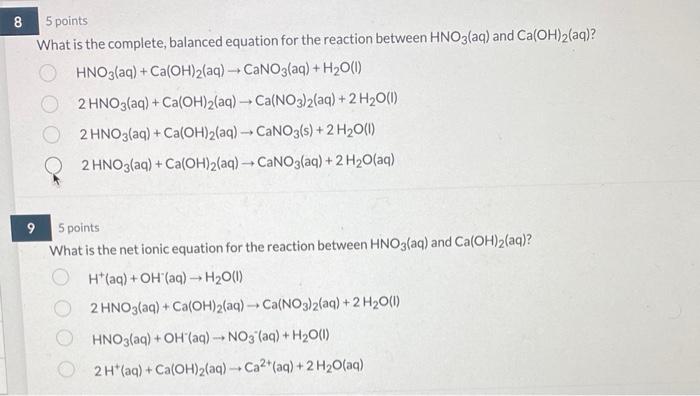 Solved 5 points What is the complete, balanced equation for | Chegg.com