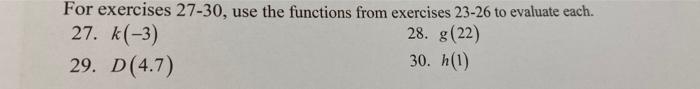 Solved For exercises 27-30, use the functions from exercises | Chegg.com