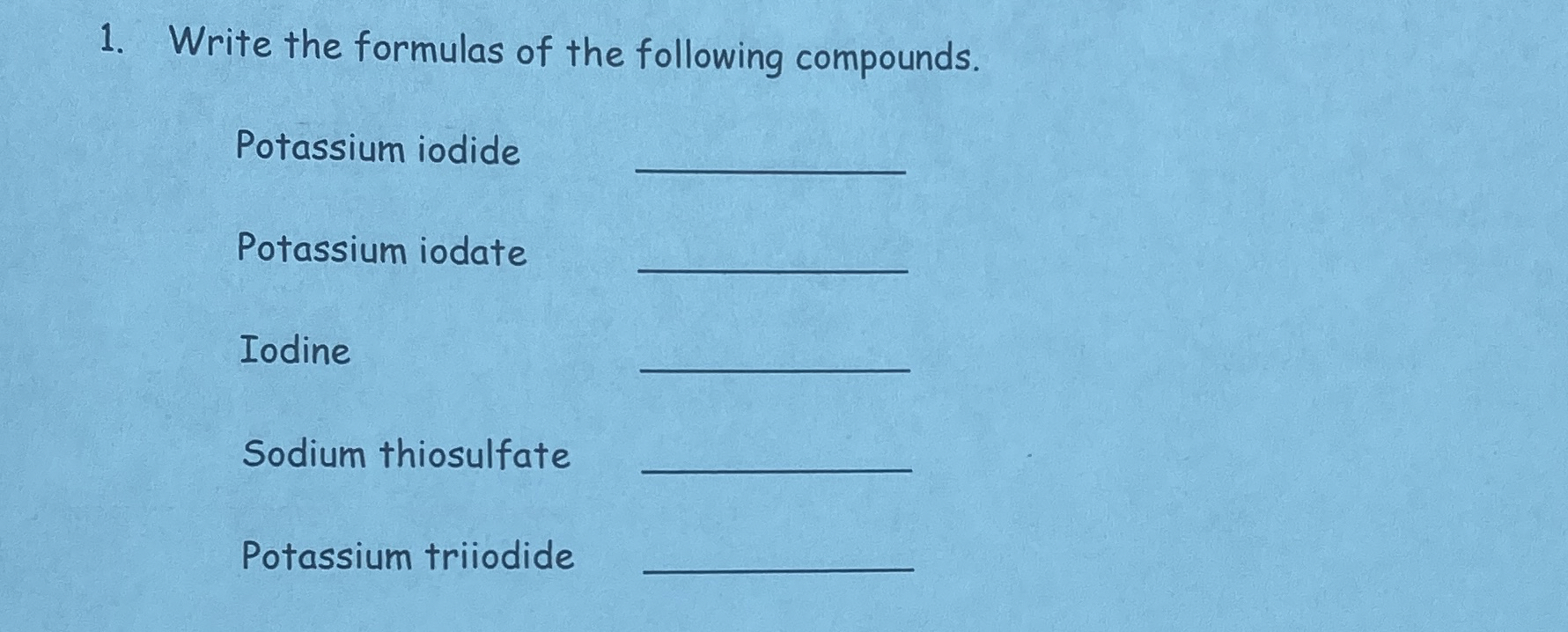 Solved Write the formulas of the following | Chegg.com