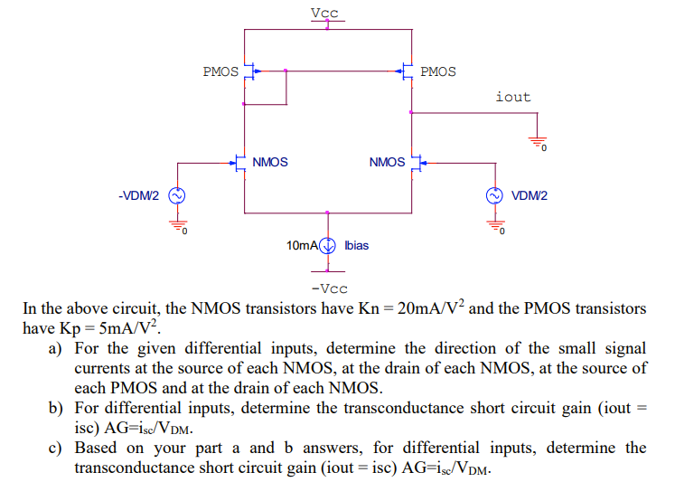 Solved In the above circuit, the NMOS transistors have | Chegg.com