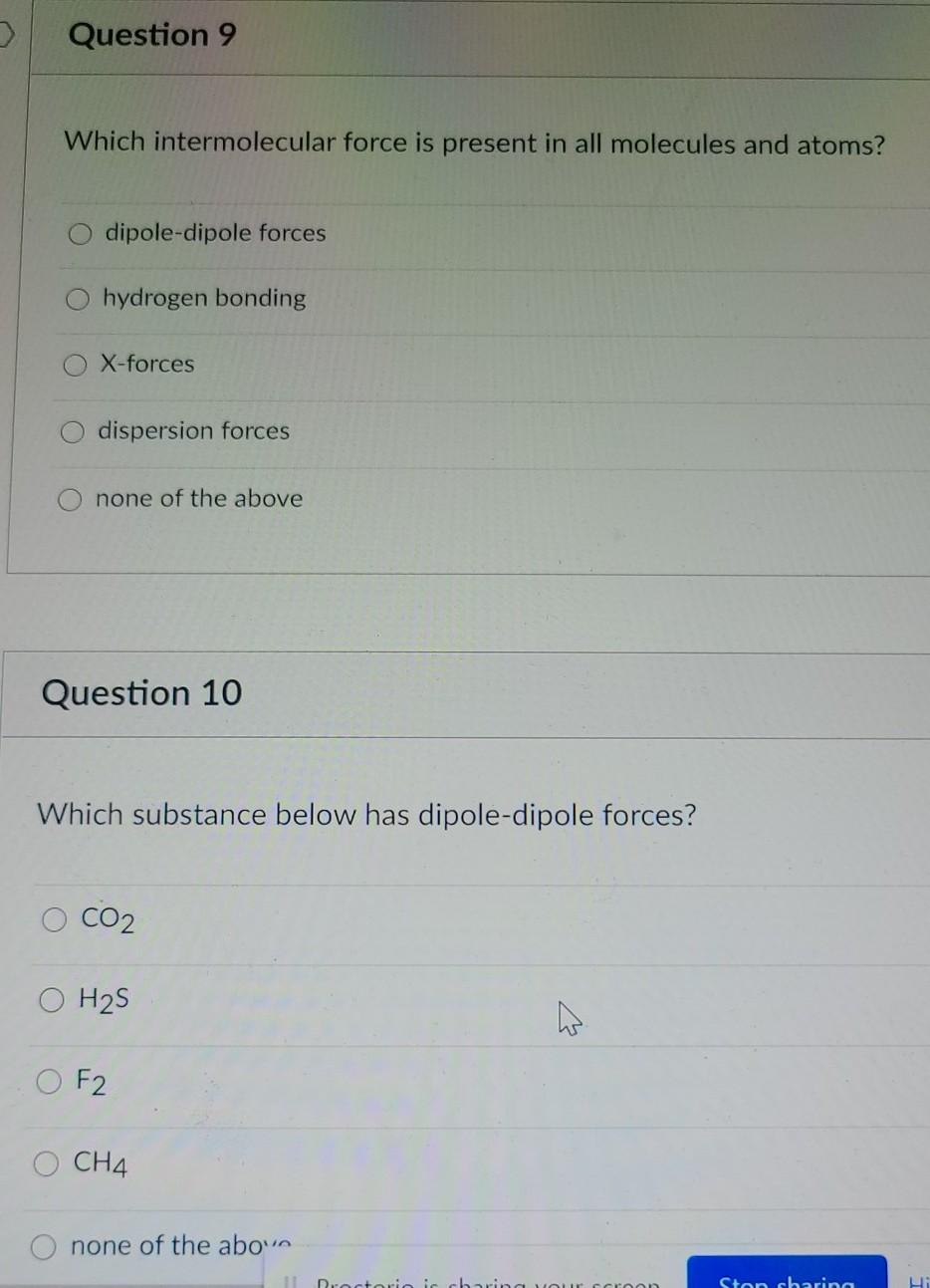 Solved Question 9 Which intermolecular force is present in | Chegg.com