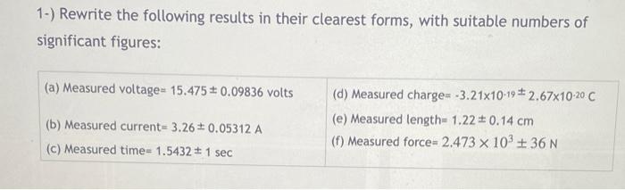 Solved 1-) Rewrite the following results in their clearest | Chegg.com