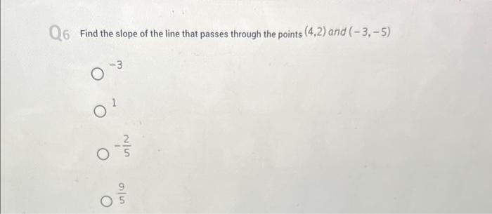 Solved Q.6 Find the slope of the line that passes through | Chegg.com