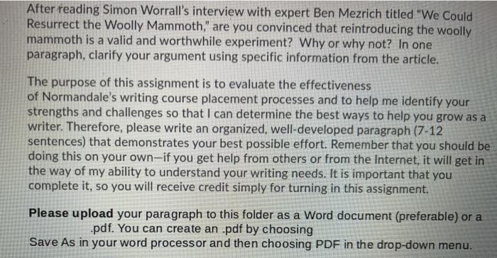 After reading Simon Worrall's interview with expert | Chegg.com