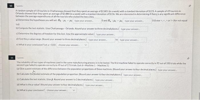 Solved Arandom sample of 53 tourists in Chattanoogas showed | Chegg.com