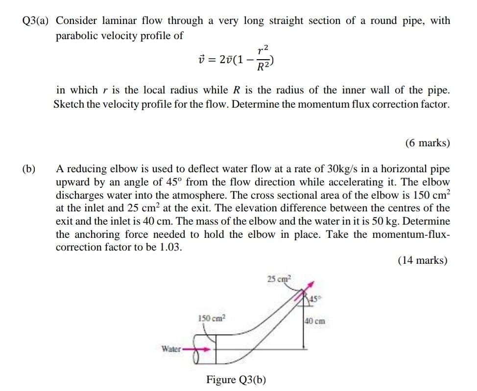 Solved Q3(a) Consider laminar flow through a very long | Chegg.com