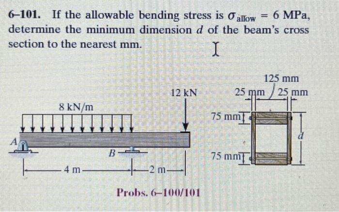 Solved 6-101. If the allowable bending stress is σallow | Chegg.com