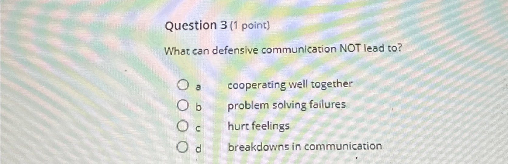 Solved Question 3 (1 ﻿point)What can defensive communication | Chegg.com