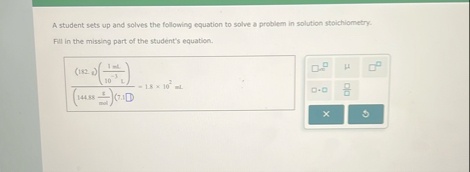 Solved A student sets up and solves the following equation | Chegg.com